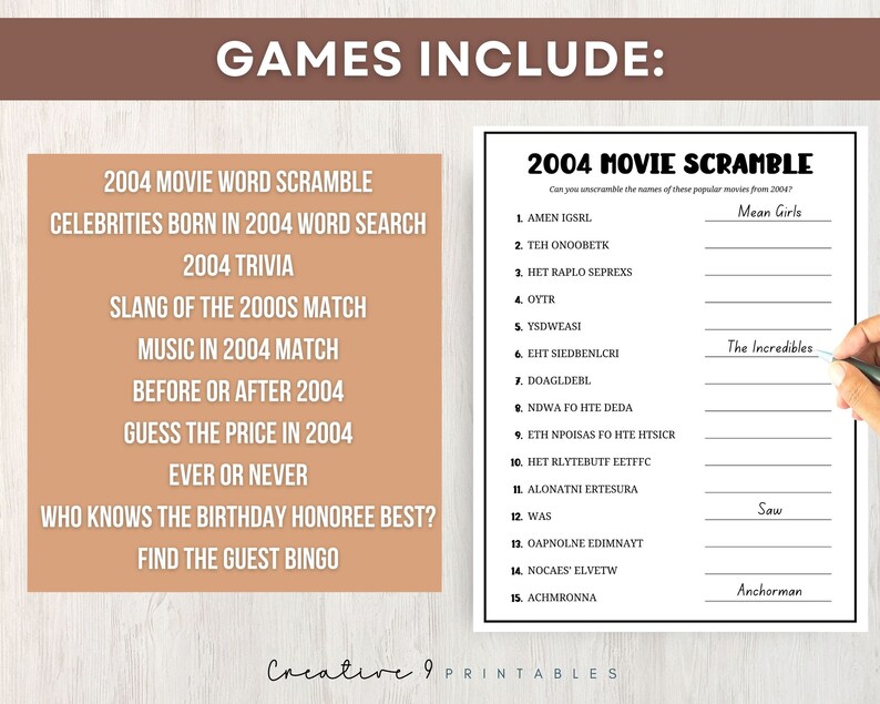 21st Birthday Party Games, Printable Game Bundle With Answer Keys, Born ...