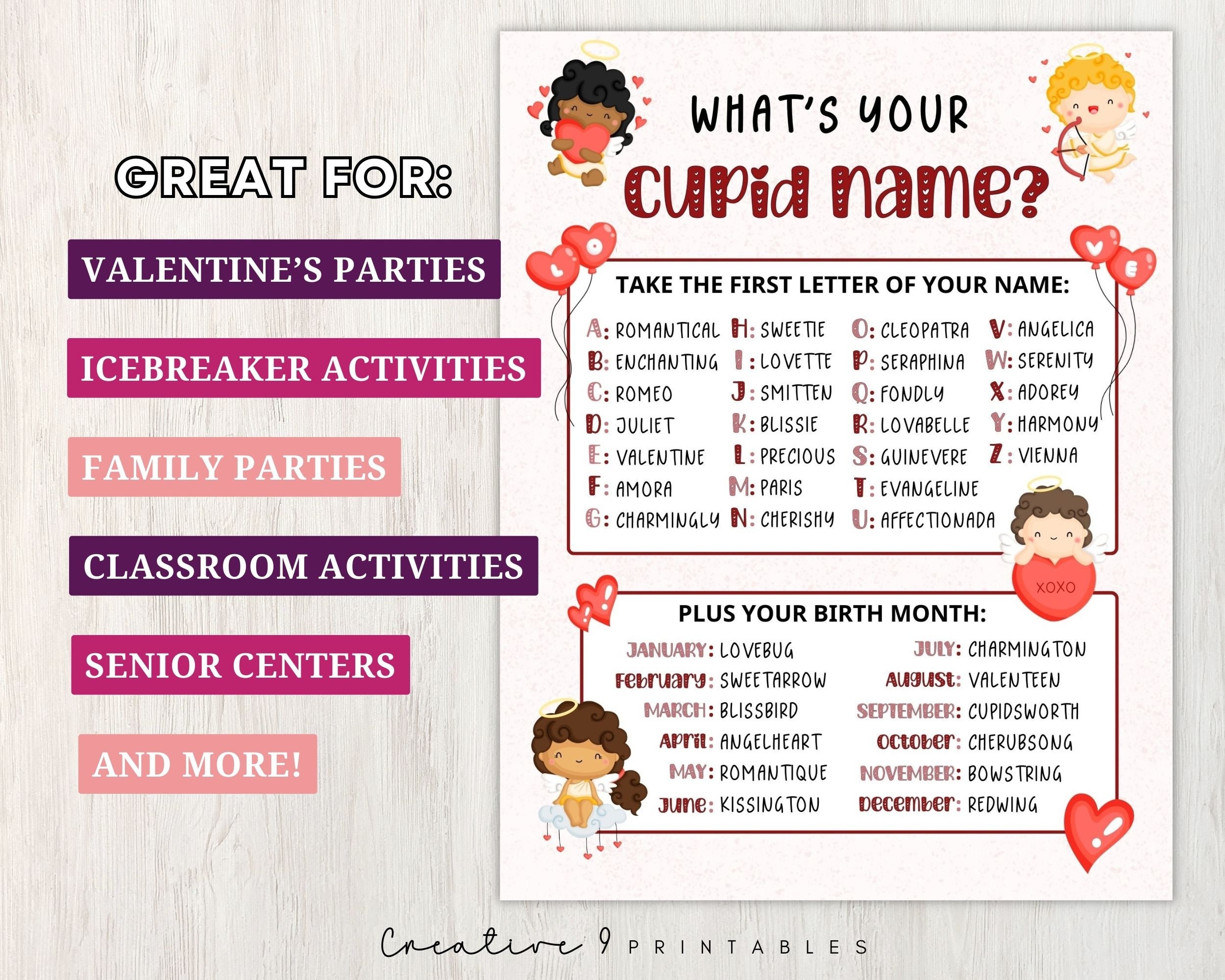 What's Your Cupid Name Printable Valentine's Day Game for Kids, What's ...