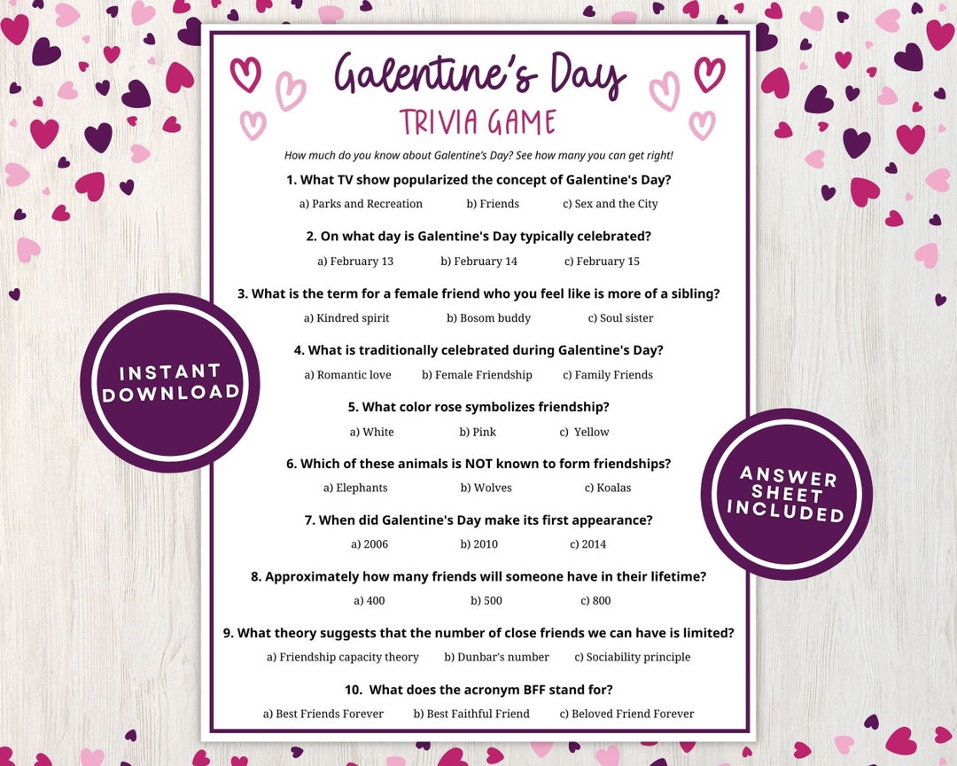 Galetnine's Trivia Printable Game for Adults and Teens, 10 Quiz ...