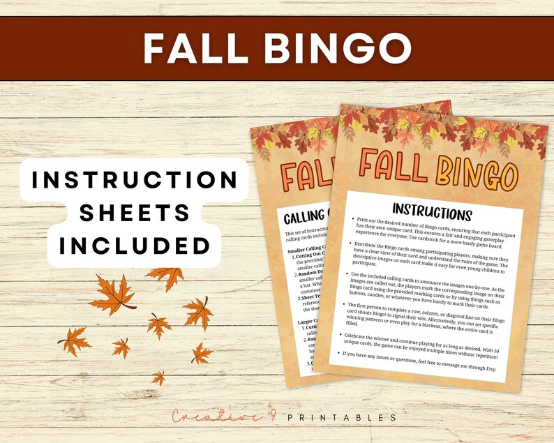 Printable Fall Bingo, 30 Fall Bingo Cards, Fall Party Game, Bingo Game ...