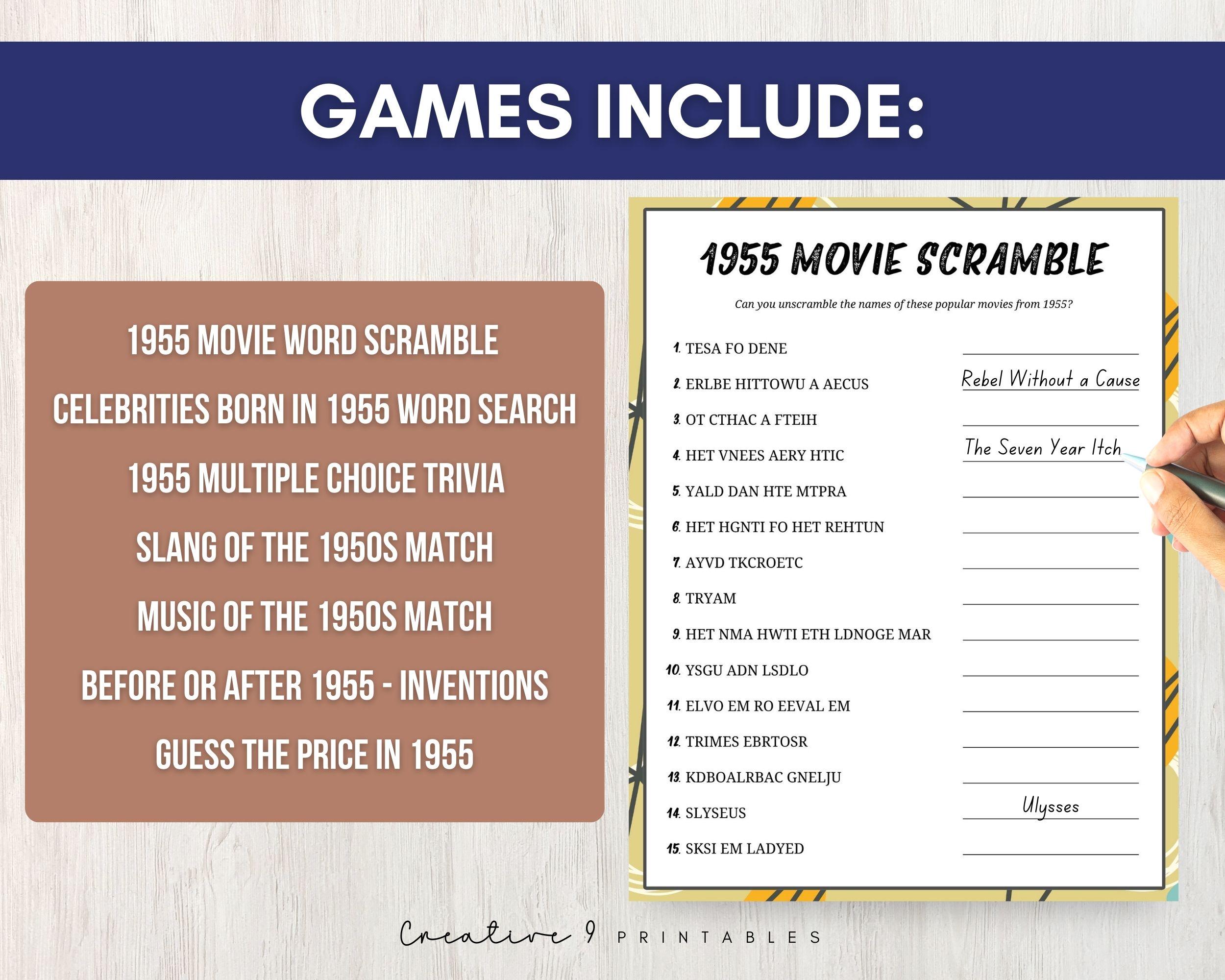 1955 Trivia Game Bundle, 70th Birthday Party Games, Born in 1955 ...