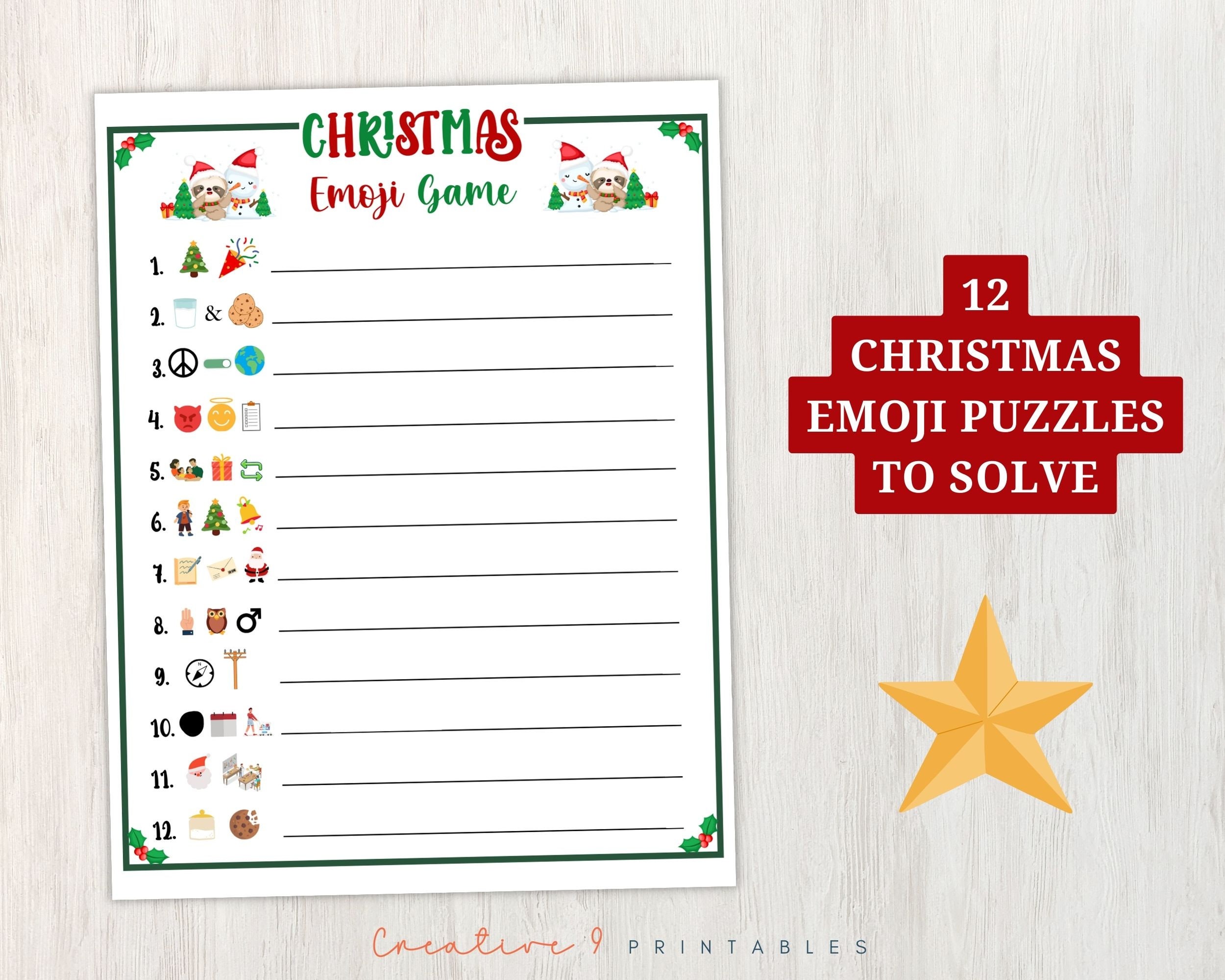 Printable Christmas Emoji Game for Kids and Adults, Fun Christmas Game ...