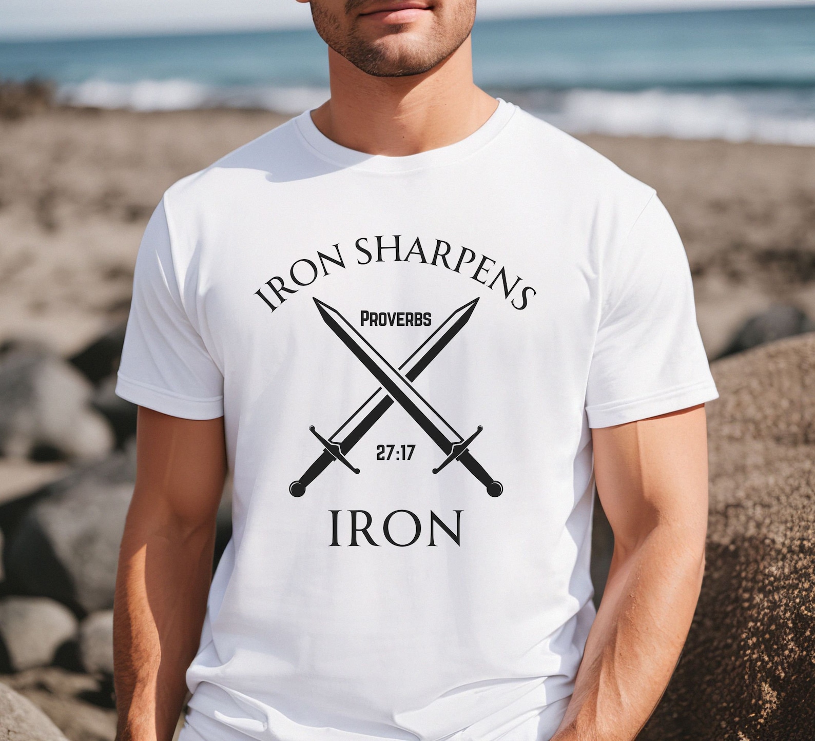 Iron Sharpens Iron Proverbs 27:17 Christian Tshirt, Scripture Quote Shirt, Bible Verse Gift ...
