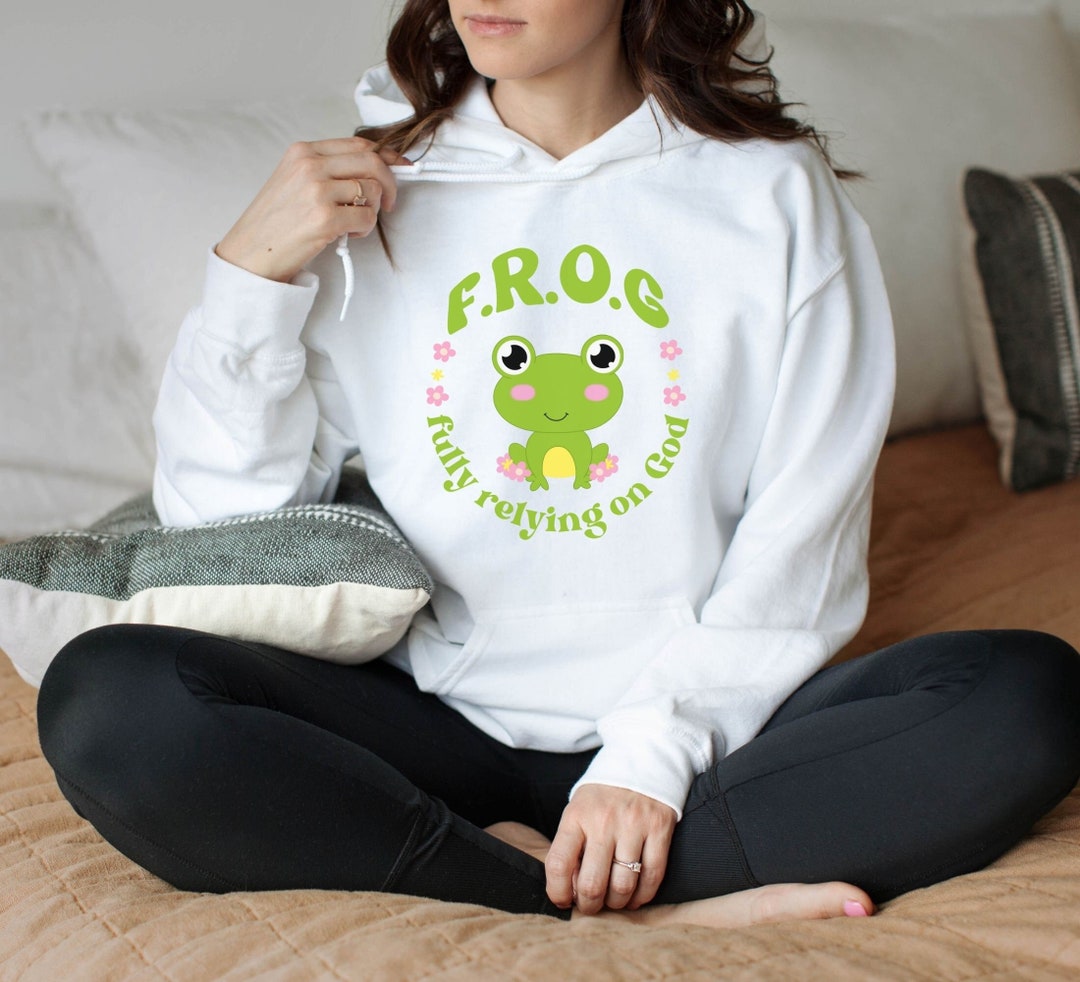 FROG Fully Relying on God Christian Sweatshirt, Cute Boho Froggy Hoodie ...