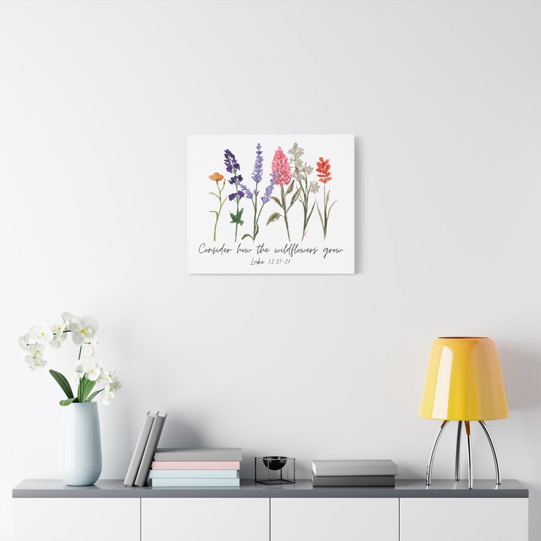 Floral Scripture Quote Canvas Wall Art, Minimalist Christian Home Decor ...