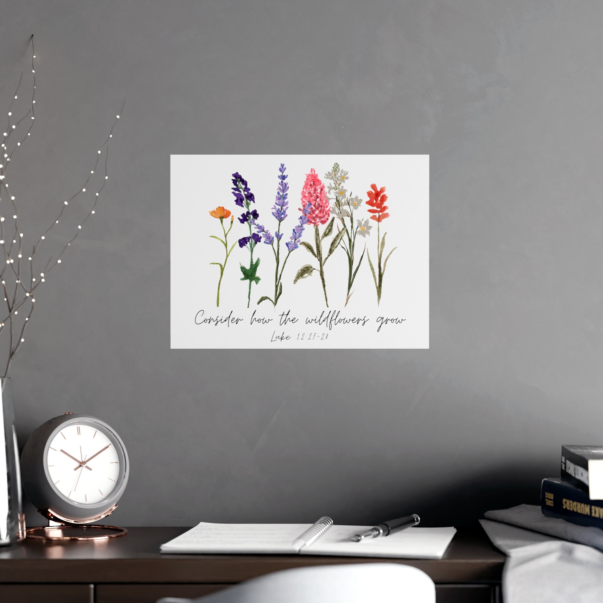 Floral Scripture Quote Wall Art, Horizontal Matte Poster, Christian ...