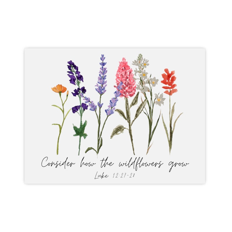 Floral Scripture Quote Wall Art, Horizontal Matte Poster, Christian ...