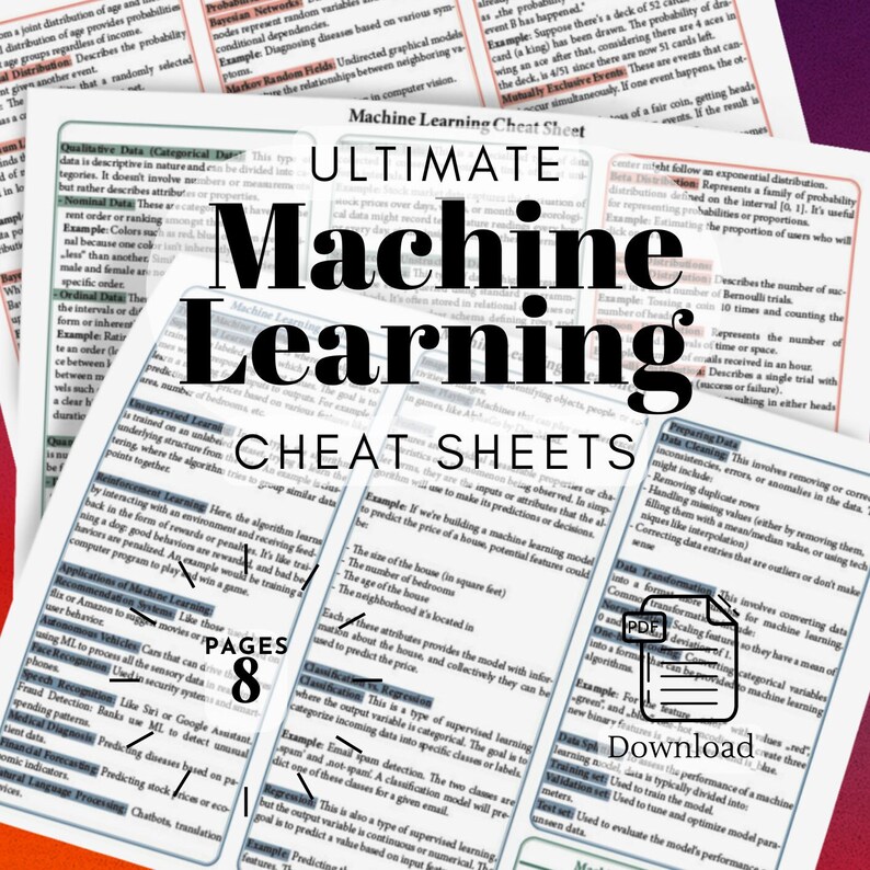 Machine Learning Cheat Sheet Algorithms Overview Neural Networks Handbook Machine Learning For
