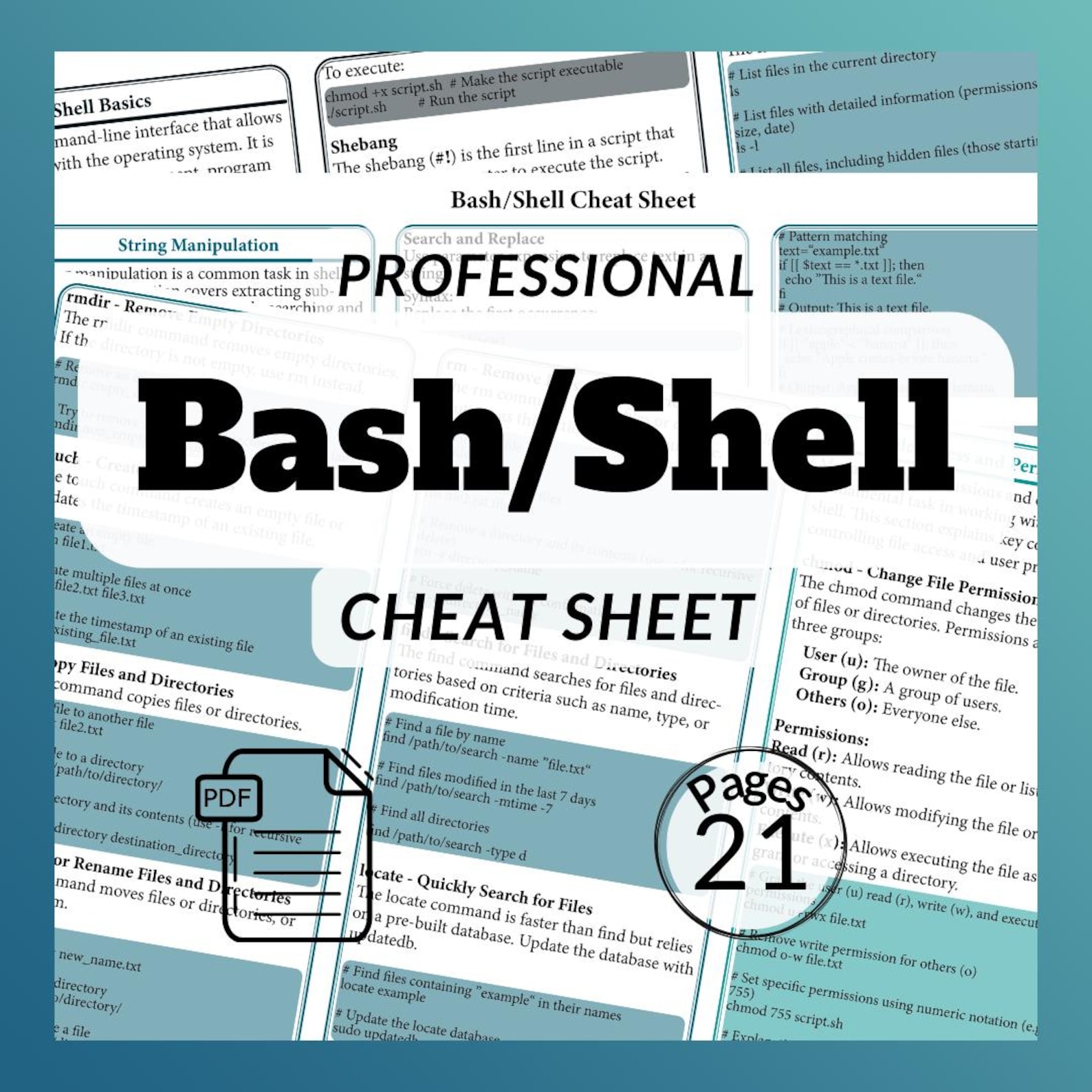 Bash For Beginners Cheat Sheet Learn Shell Basics Bash Commands Key Functions Shell Scripting