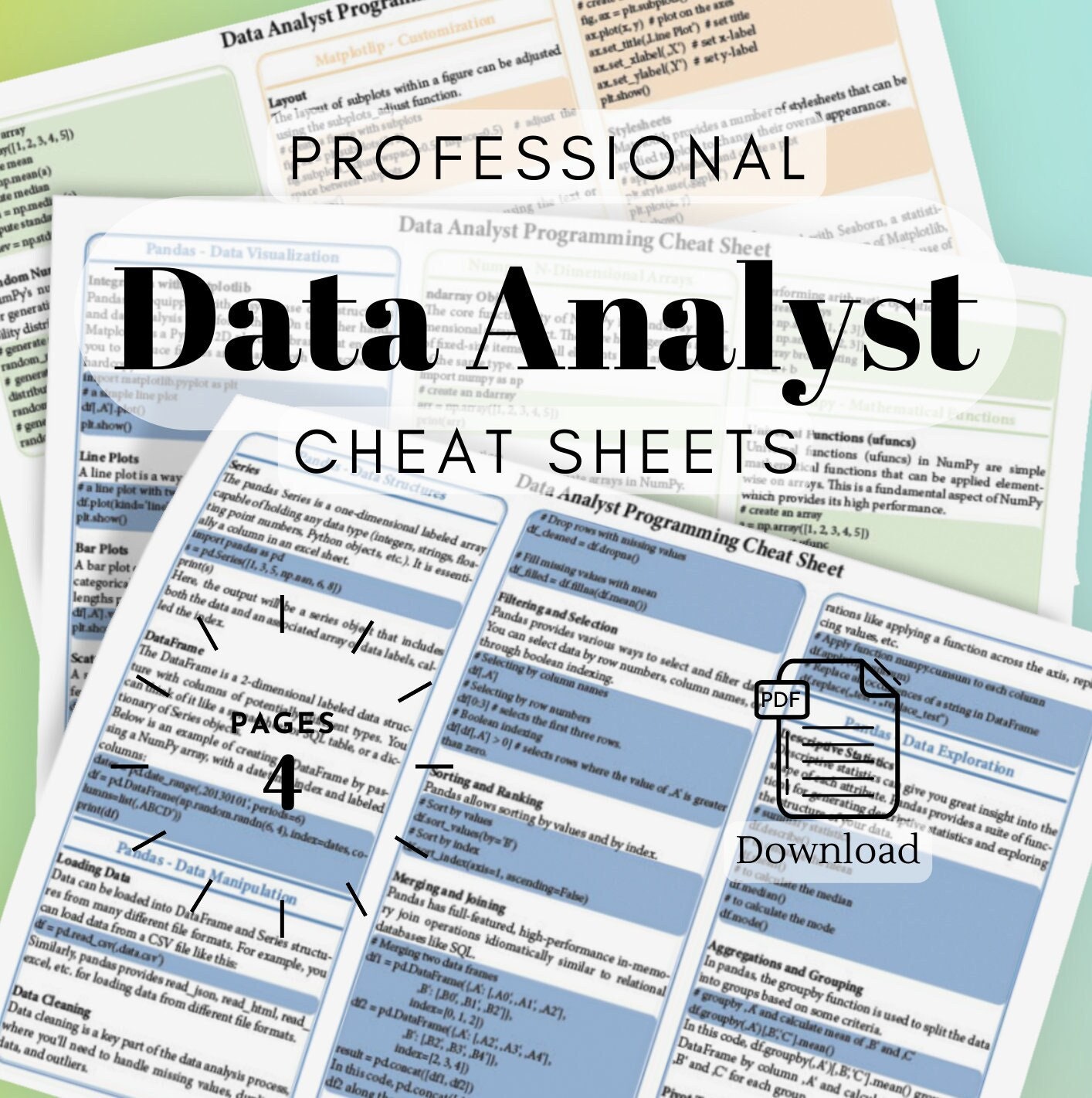 Python For Data Analyst Cheat Sheet Pandas Code Numpy Matplotlib Seaborn Learn Data Manipulation