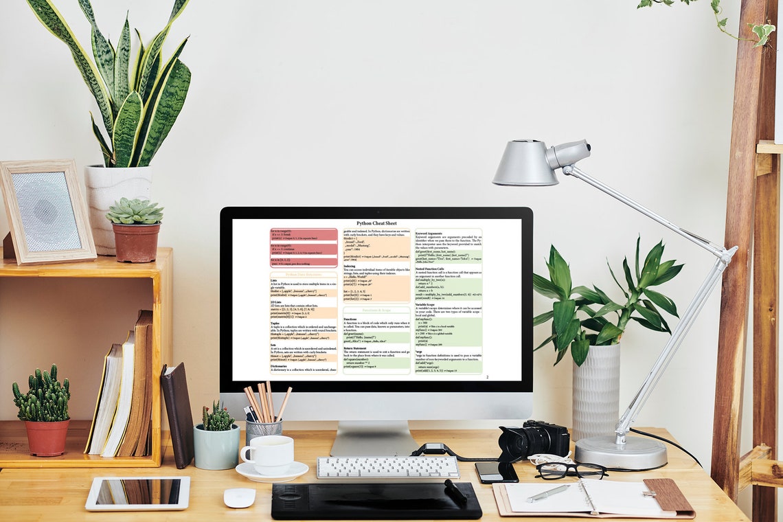 Python For Beginners Cheat Sheet Program Python Basics Learn Etsy