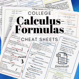 College Calculus Formulas Cheat Sheet Calculus Formula List Algebra ...