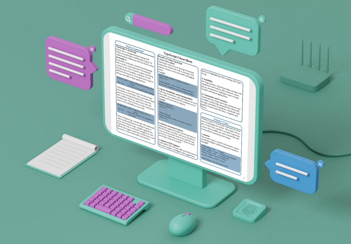 Typescript Cheat Sheet For Beginners Learn Typescript Basics Key Features Typescript Advanced