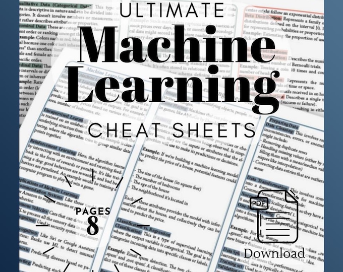 Machine Learning Cheat Sheet: Algorithms, Neural Networks (PDF Download) - Etsy