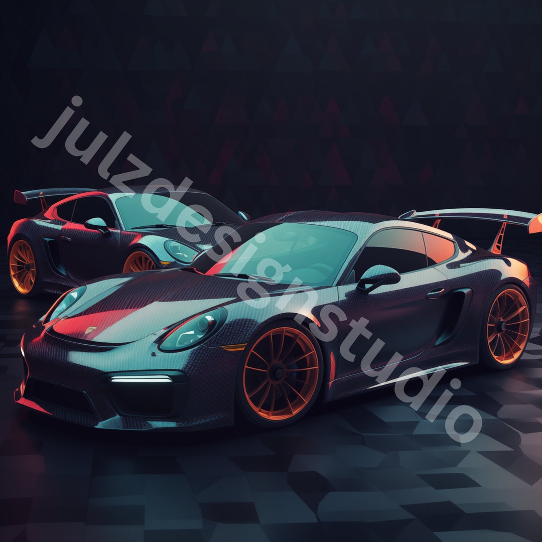 Porsche Cayman GT4 RS Geometric Merge V7 Porsche Digital Print Porsche ...