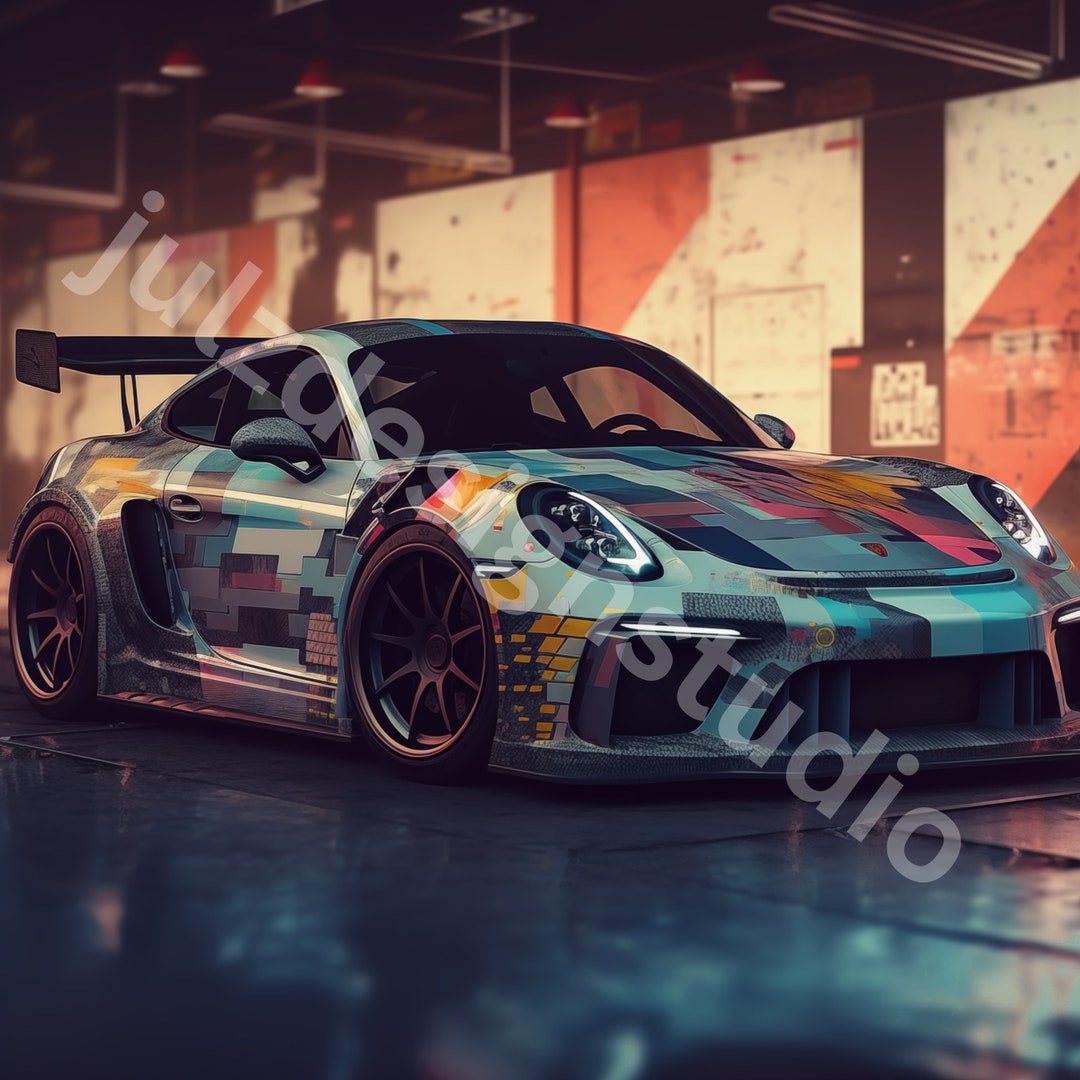 Porsche Cayman GT4 RS - Geometric Merge - V8 - Porsche Digital Print ...