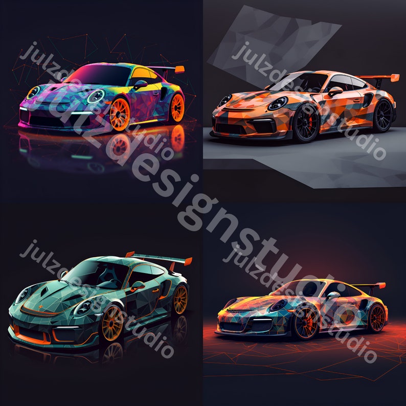 Porsche 911 GT3 RS Collection 4 Pics Geometric Merge - Etsy