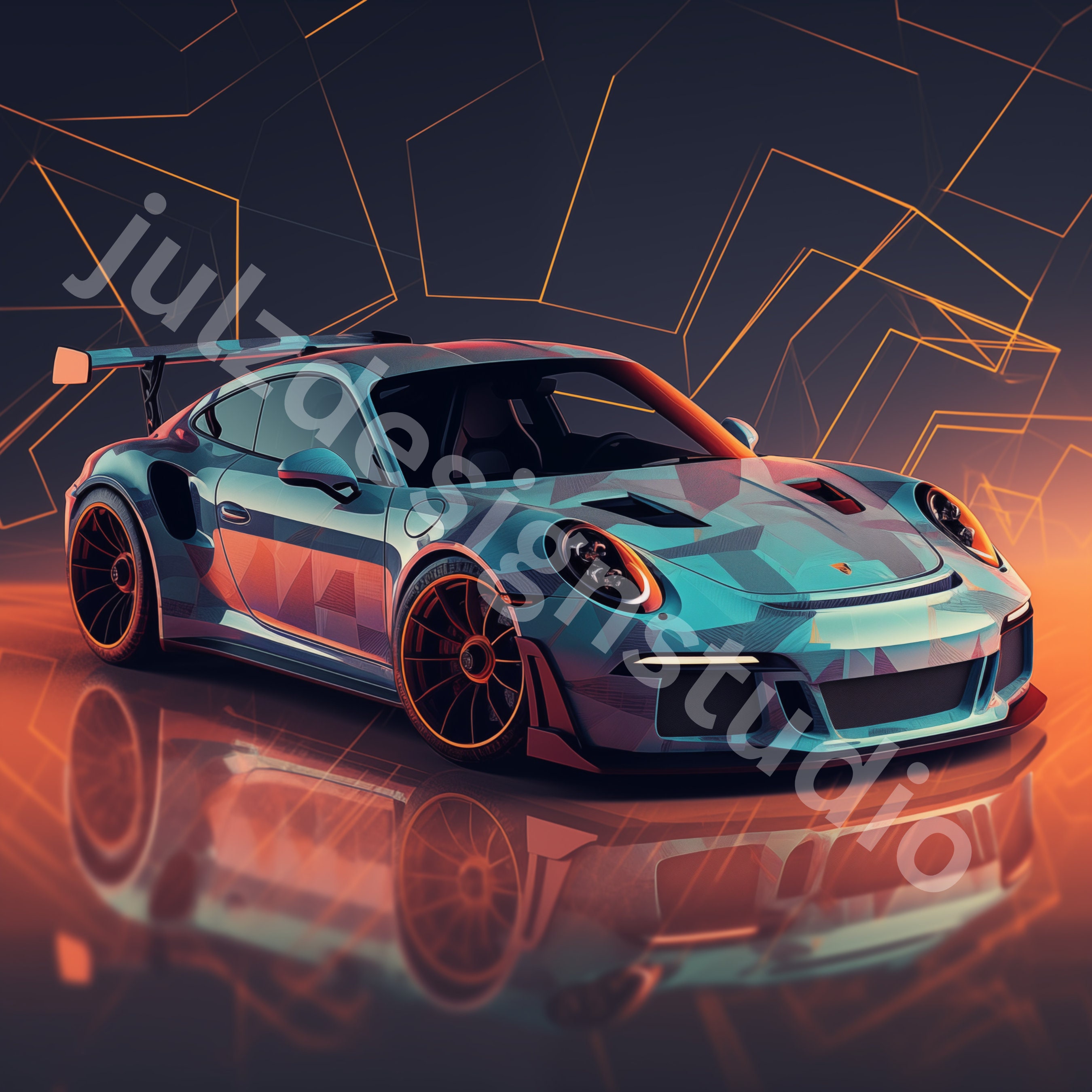 Porsche 911 GT3 RS - Geometric Merge (V3) - Porsche Digital Print - 4K ...