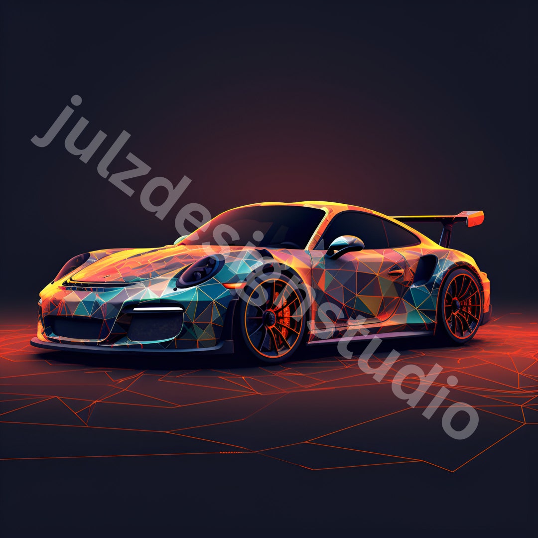 Porsche 911 GT3 RS - Geometric Merge - Porsche Digital Print - 4K - Etsy