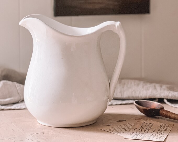 Antique Ironstone Fat Belly Pitcher, White Granite Ironstone, Old ...