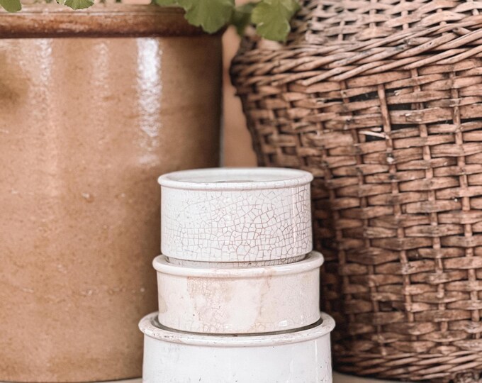 Trio of Antique English Ironstone Meat Pots, Ironstone Risers Stained ...