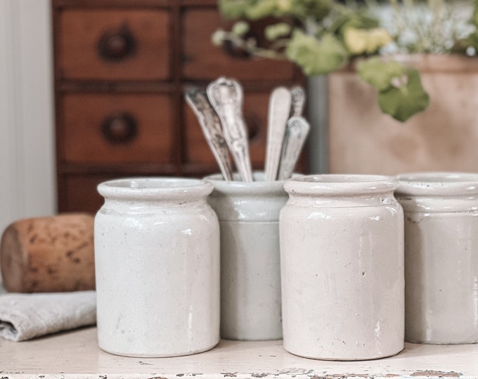 Antique, English Stoneware Roll Top Marmalade Jars, Stoneware Jam Pots ...