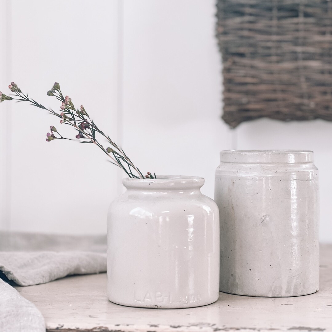 Stoneware Crock Jars Vintage Lidded Stoneware Kitchen Crock Farmhouse ...