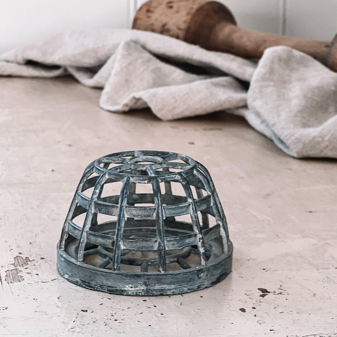 Flower Frog | Vintage Gray Metal Cage Flower Frog | Floral Arranging ...
