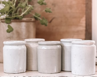 Antique, English Stoneware Roll Top Marmalade Jars, Stoneware Jam Pots ...
