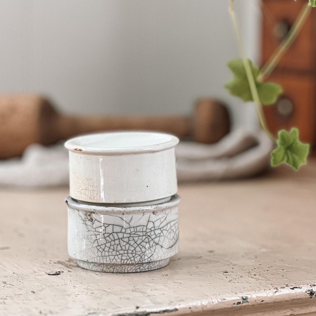 Pair of Antique English Ironstone Meat Pots, Ironstone Risers Stained ...