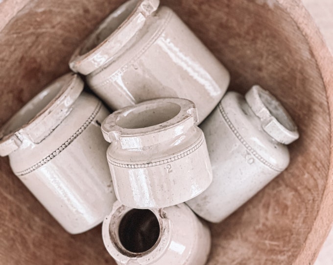 CHOICE English Stoneware Caviar Pots | Antique English Stoneware Jars ...