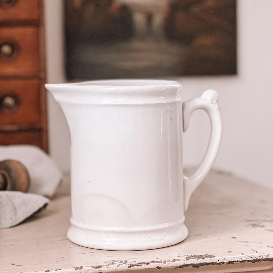 Ironstone Milk Tankard Pitcher | White Ironstone Heavy Duty Pitcher ...