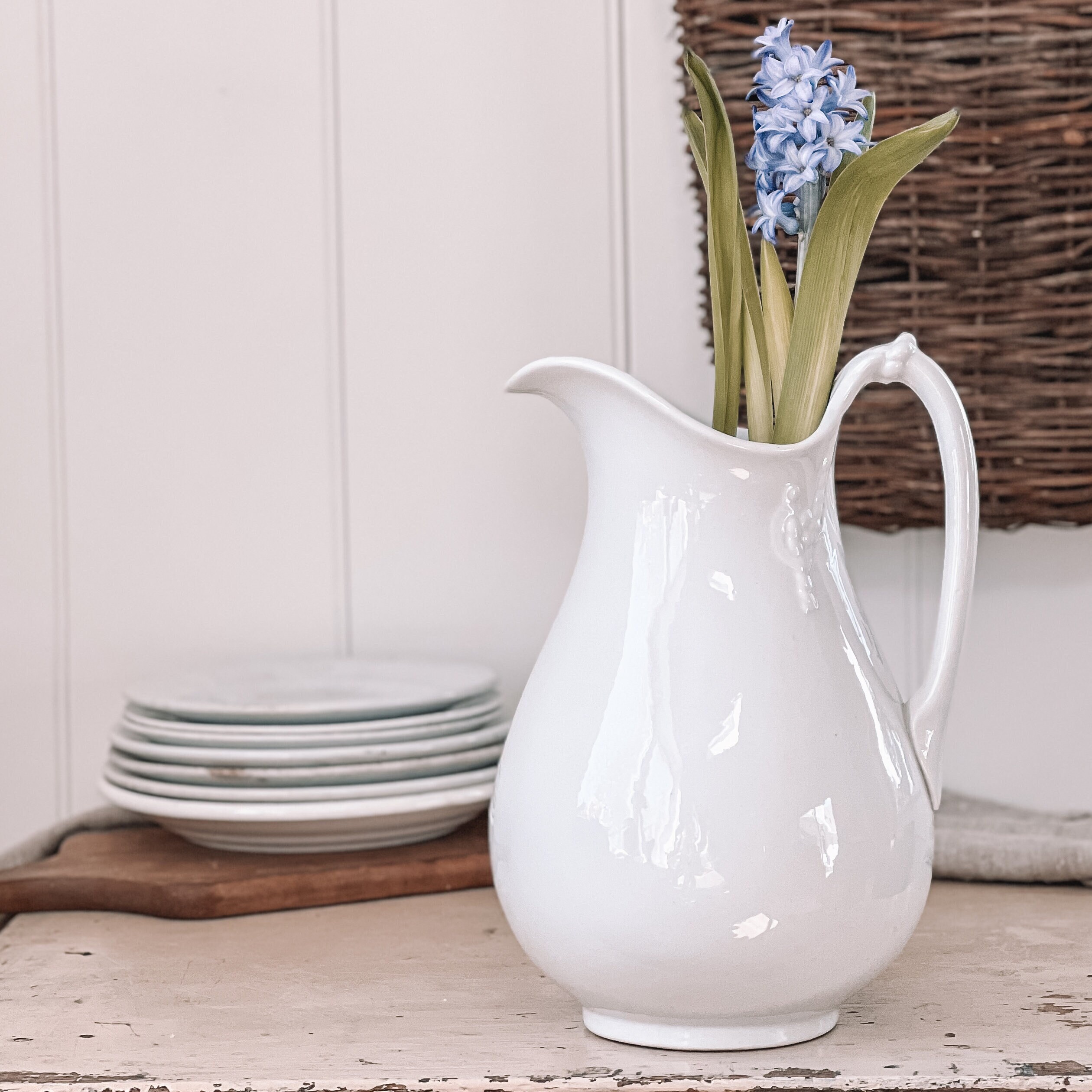 Ironstone Water Pitcher Antique Ironstone Pitcher White Ironstone BB Co ...