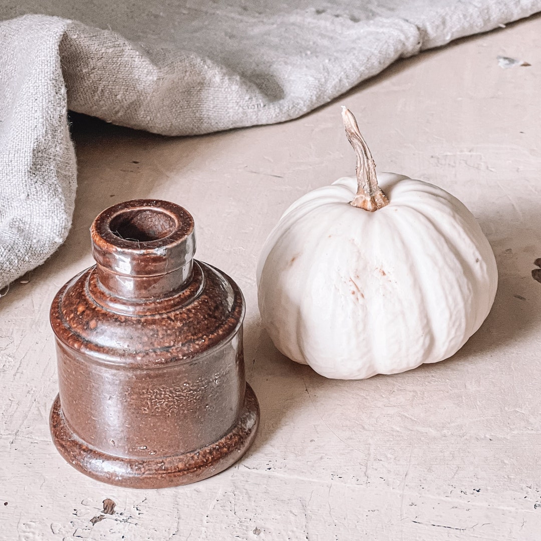 Antique Brown Stoneware Ink Bottle Victorian Era Stoneware - Etsy
