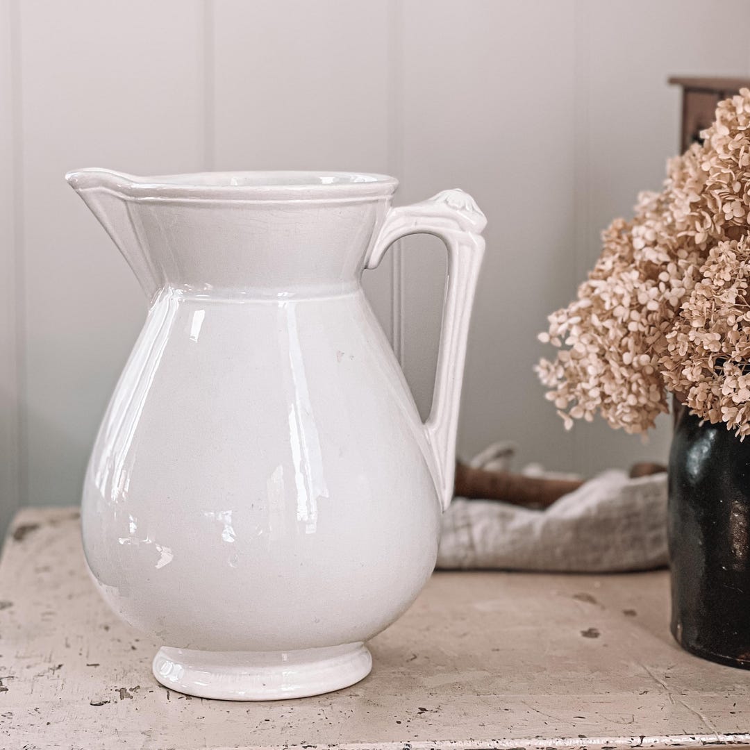 Antique Ironstone Pitcher Large Wash Basin Ironstone Pitcher Farmhouse ...