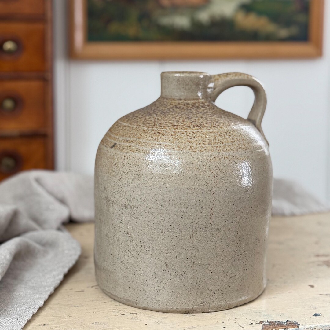 Rare Small Antique Tan Salt Glazed Stoneware Crock Jug | Farmhouse ...