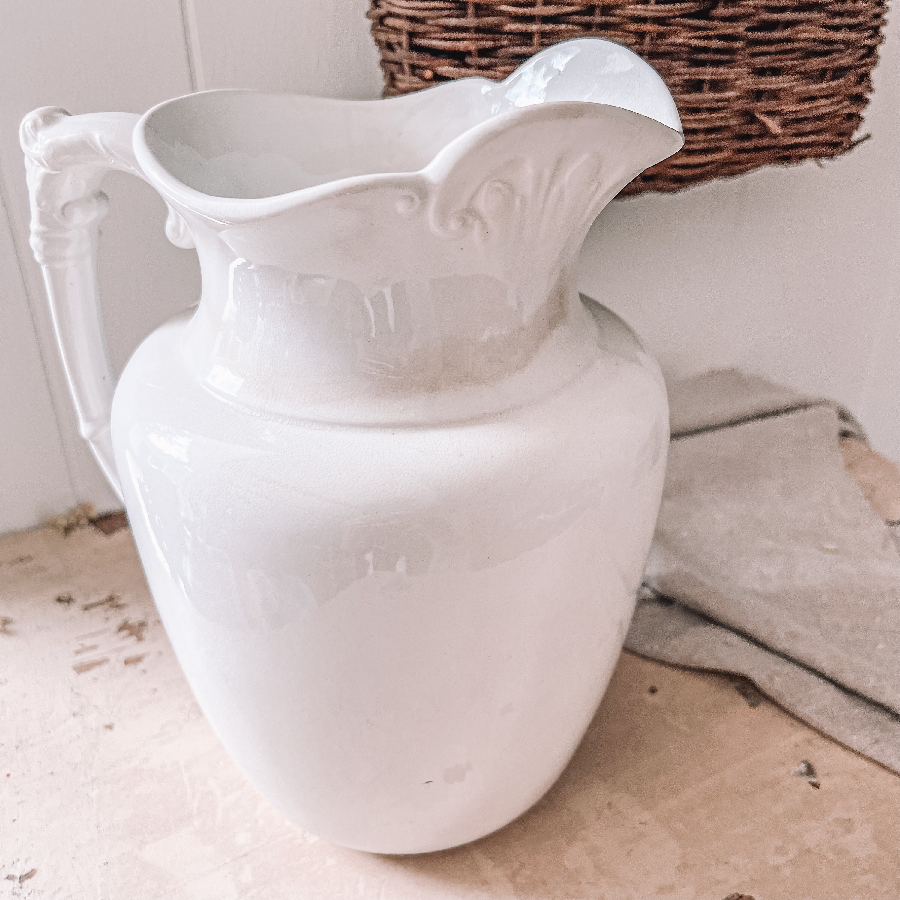 Gorgeous Antique Ironstone Extra Large Water Pitcher, Old E.B.P. Co ...
