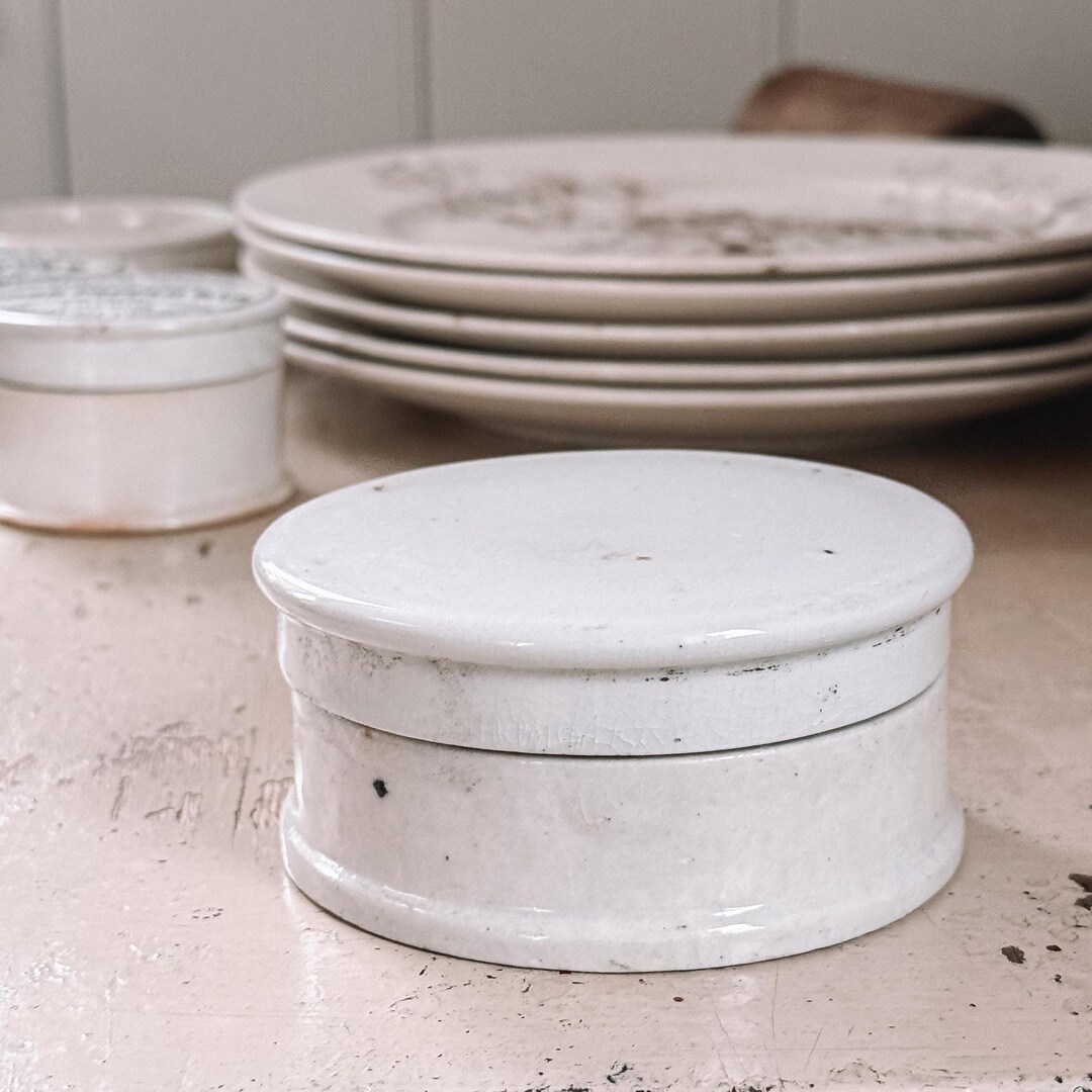 Antique English Ironstone Lidded Pot, Stained + Crazed Jar, English Pot ...