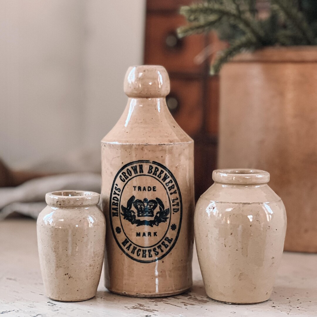 Collection of Antique English Stoneware Ginger Beer Bottle, Hardy's ...