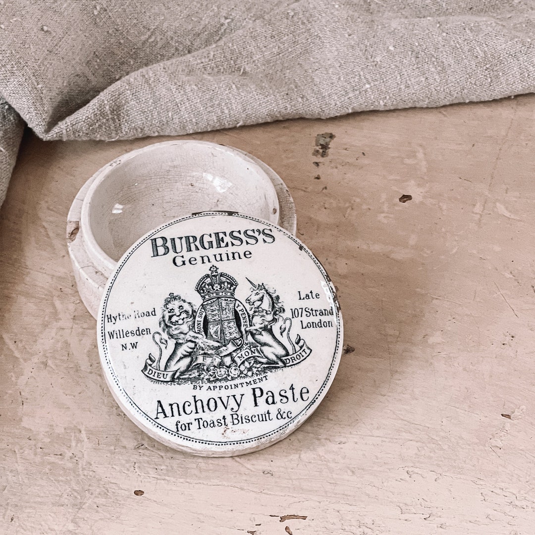 Burgess's Antique Advertising Anchovy Paste Lidded Jar English ...