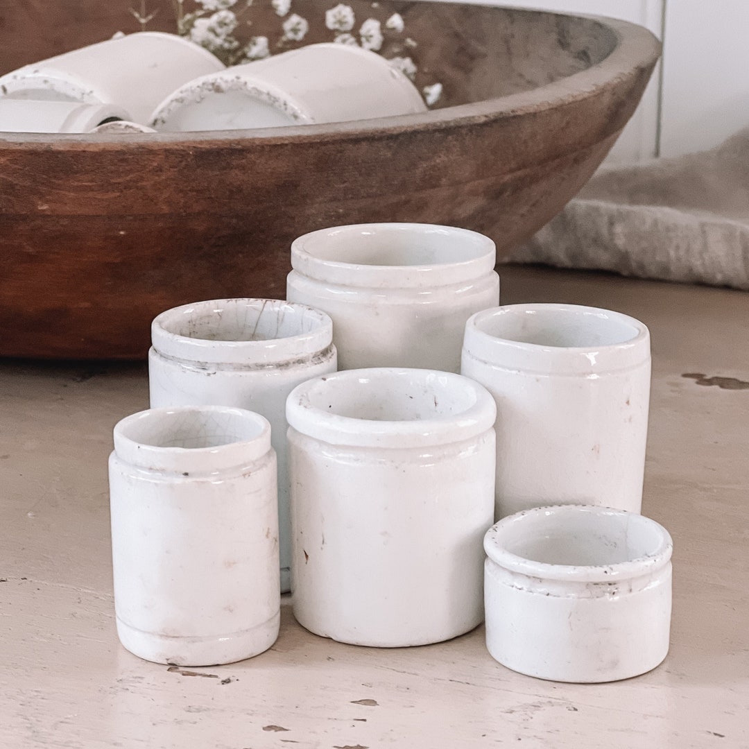 Petite Ironstone Chemist Pots Antique English Ironstone Chemist Pots ...