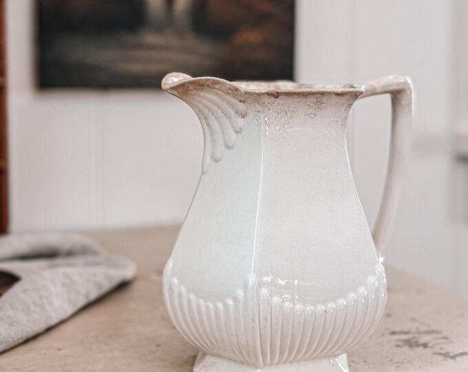 Vintage Ironstone Pitcher | Petite White Ironstone Pitcher | WM Adams ...
