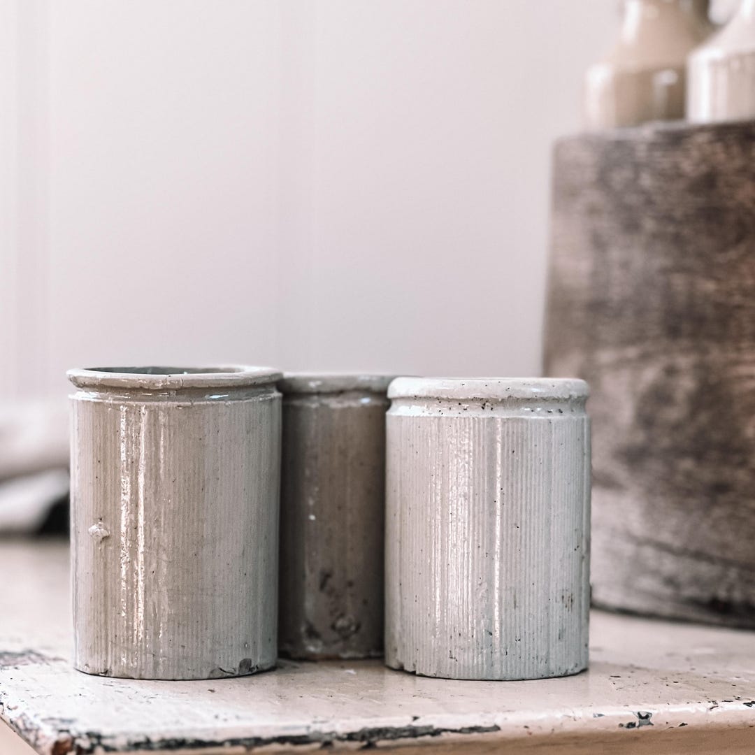 Trio of Antique, English Stoneware Marmalade Jars, Stoneware Jam Pots ...