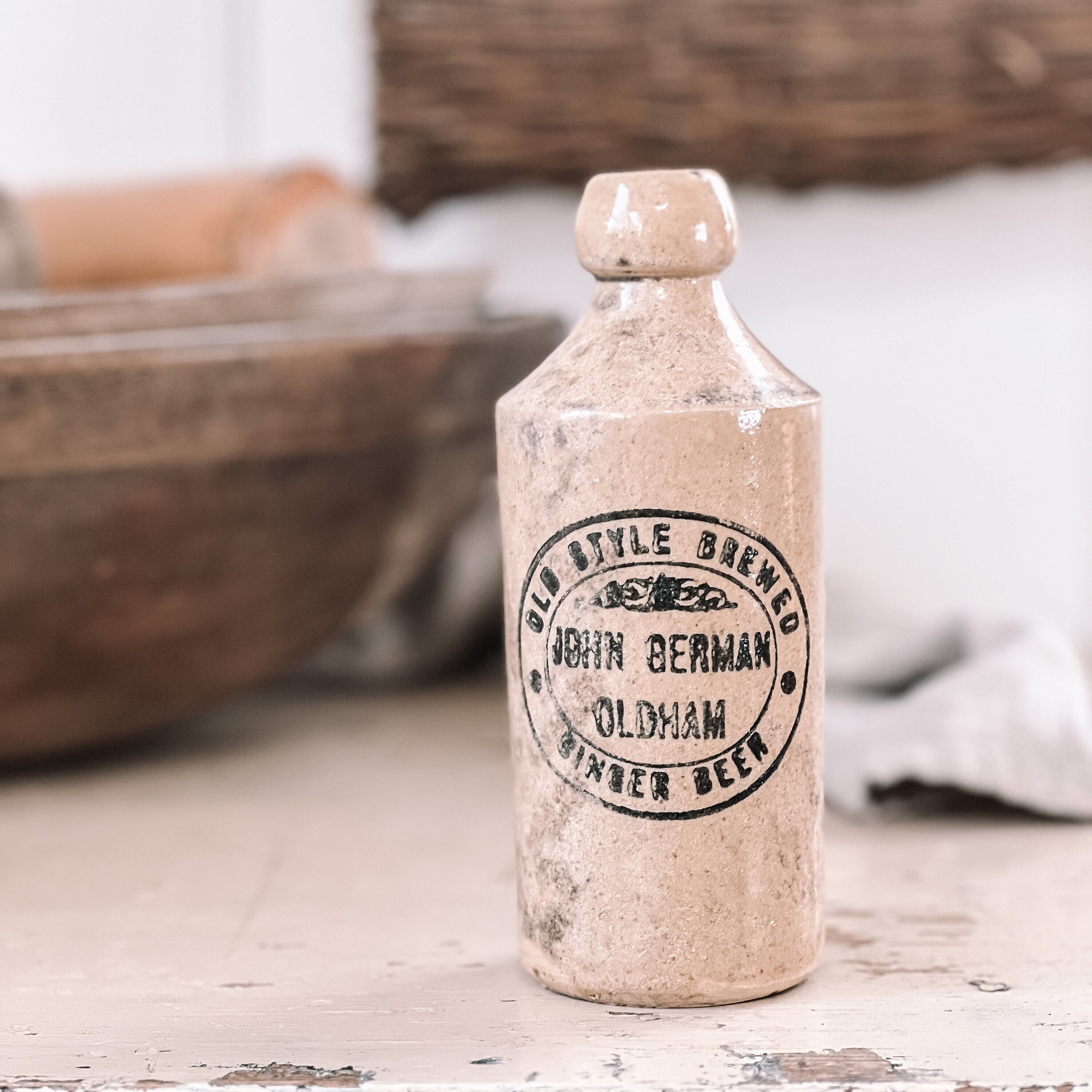 Antique English Stoneware Ginger Beer Bottle, Old Style Brewed John ...
