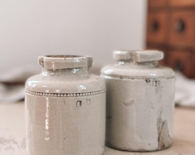 CHOICE English Stoneware Caviar Pots | Antique English Stoneware Jars ...