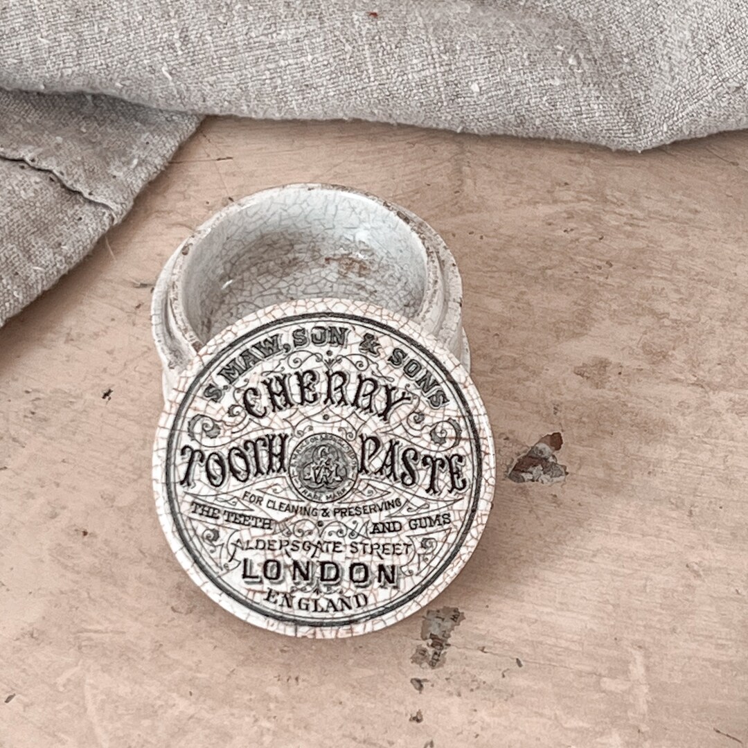 Cherry Toothpaste Jar Antique English Advertising Lidded Pot Victorian ...