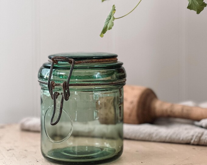 Antique French Green Glass Canning Jar, RAPID Jar | Antique European ...