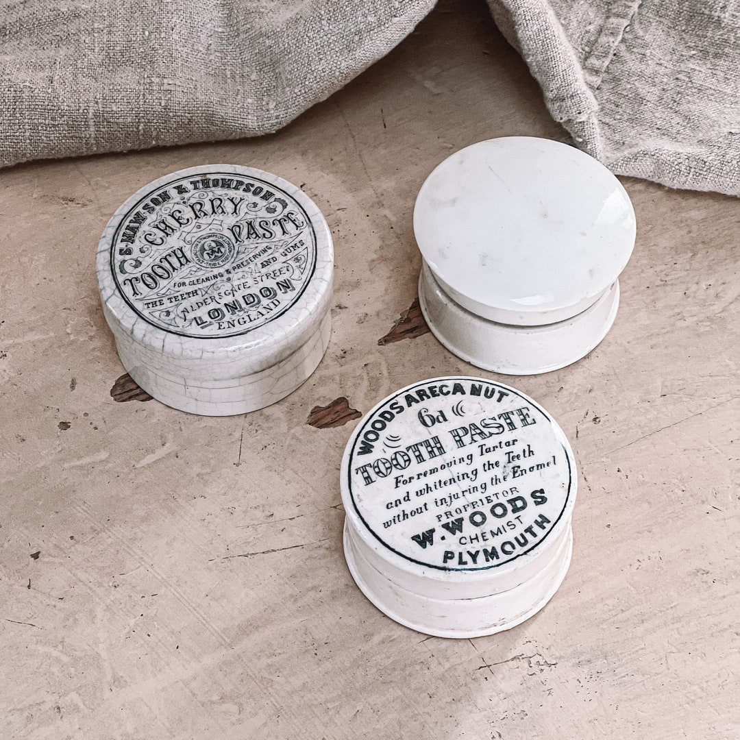 Plain Petite Lidded Pot, Antique English Ironstone, English Tooth Paste ...