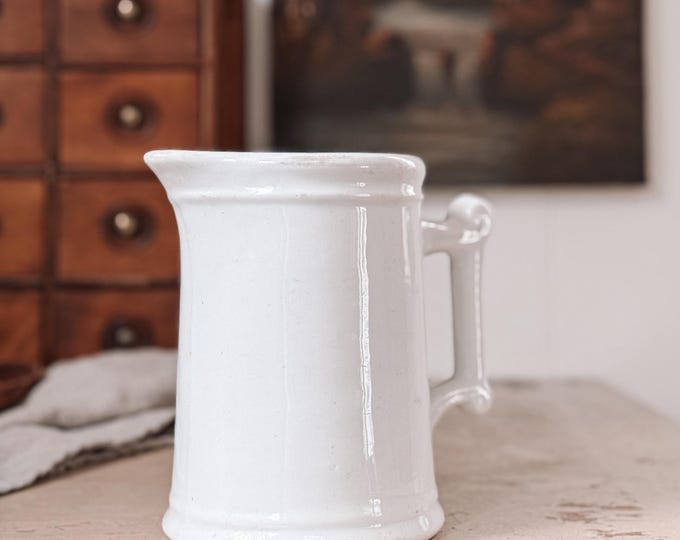 Ironstone Milk Tankard Pitcher | White Ironstone Heavy Duty Pitcher ...