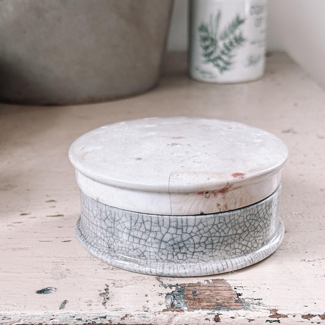 Antique English Ironstone Lidded Pot, Stained + Crazed Jar, English Pot ...
